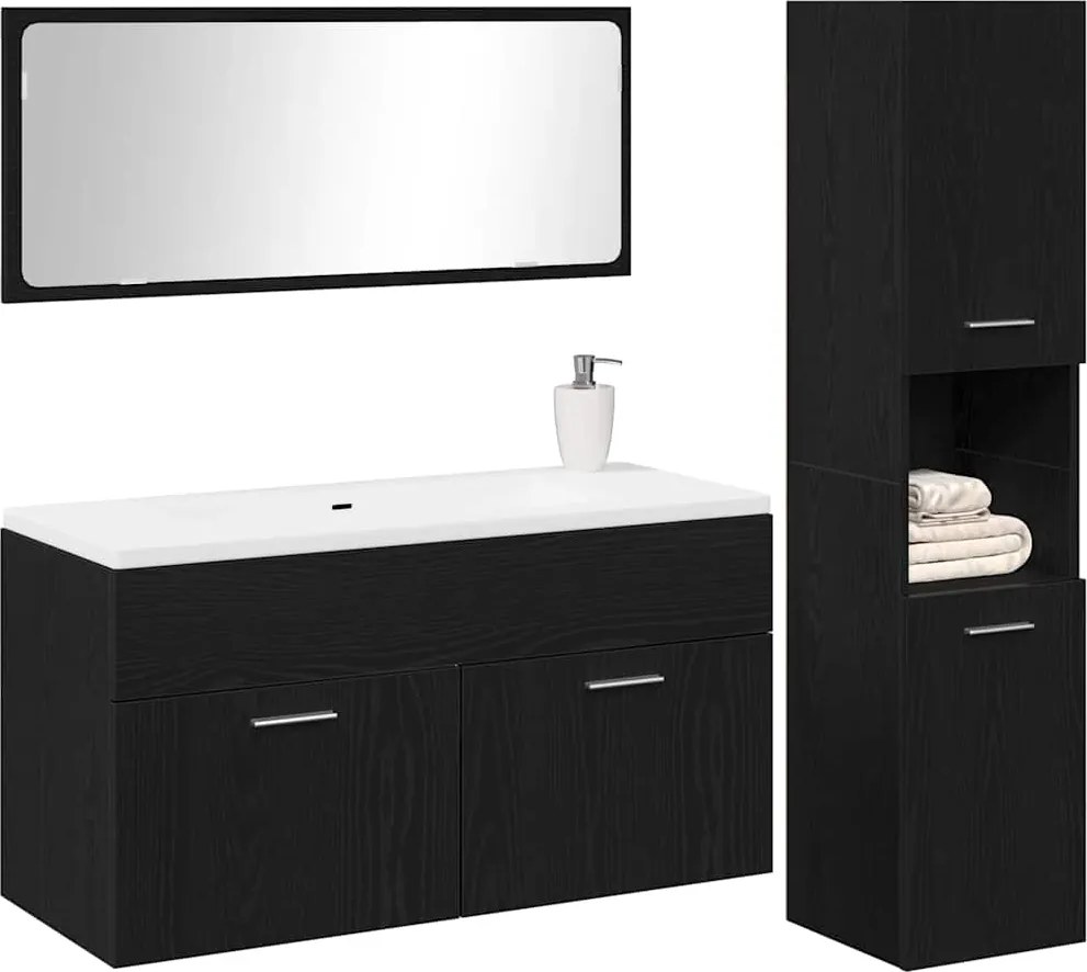 Sada koupelnového nábytku 3 ks Černý dub 90 x 38,5 x 46 cm 3334326