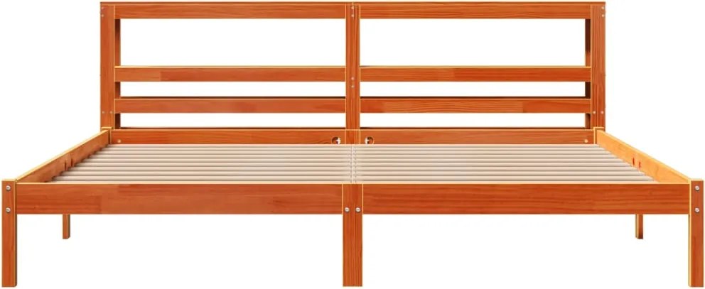 Rám postele s čelem voskově hnědý 200x200 cm masivní borovice 3305744