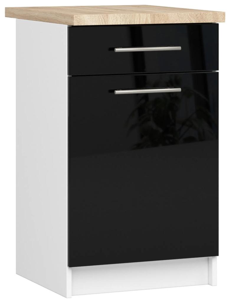 Dolní kuchyňská skříňka Ozara S50 SZ5 (bílá + černý lesk). 1071144