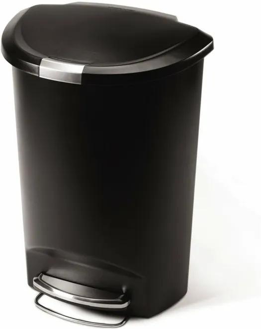 Simplehuman Pedálový odpadkový koš 50 l, půlkulatý, černý plast, CW1355