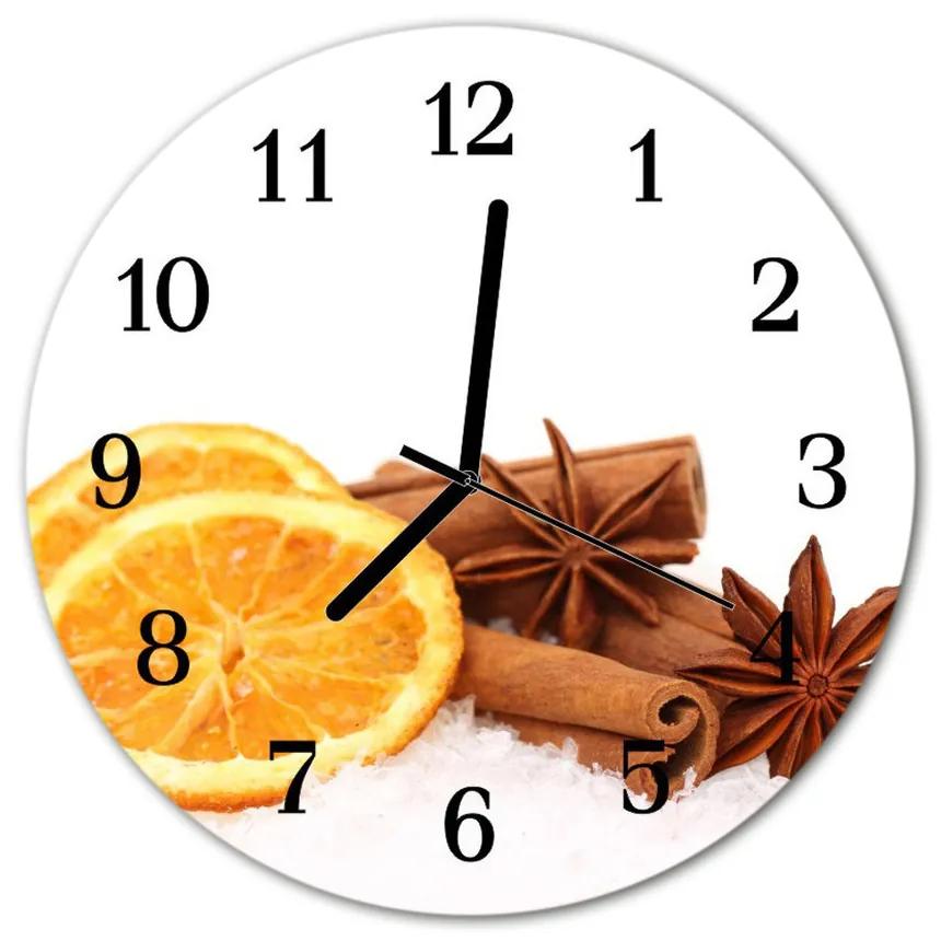 Skleněné hodiny kulaté Lemonová vanilka fi 30 cm