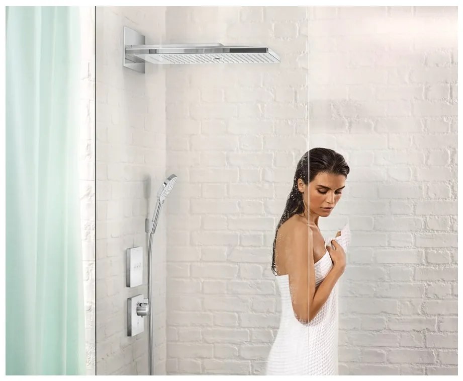 Hansgrohe ShowerSelect Glass, ventil pod omítku pro 3 spotřebiče, bílá/chromová, HAN-15736400