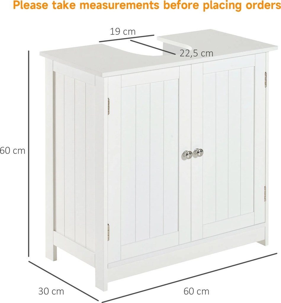 HOMCOM Koupelnová skříňka pod umyvadlo 60x30x60cm Bílá