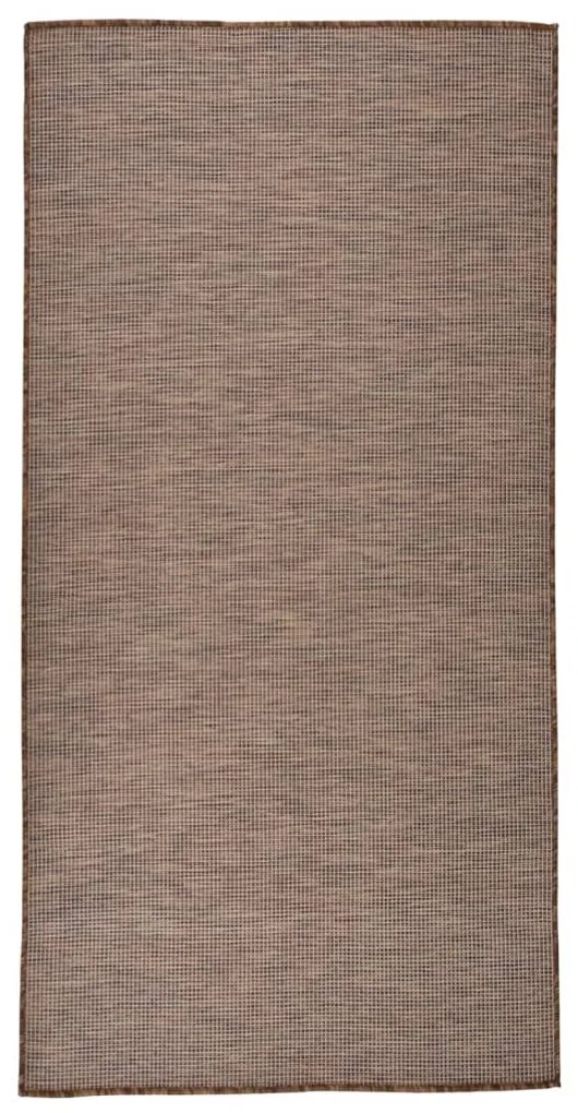 Venkovní hladce tkaný koberec 100x200 cm hnědá 340787