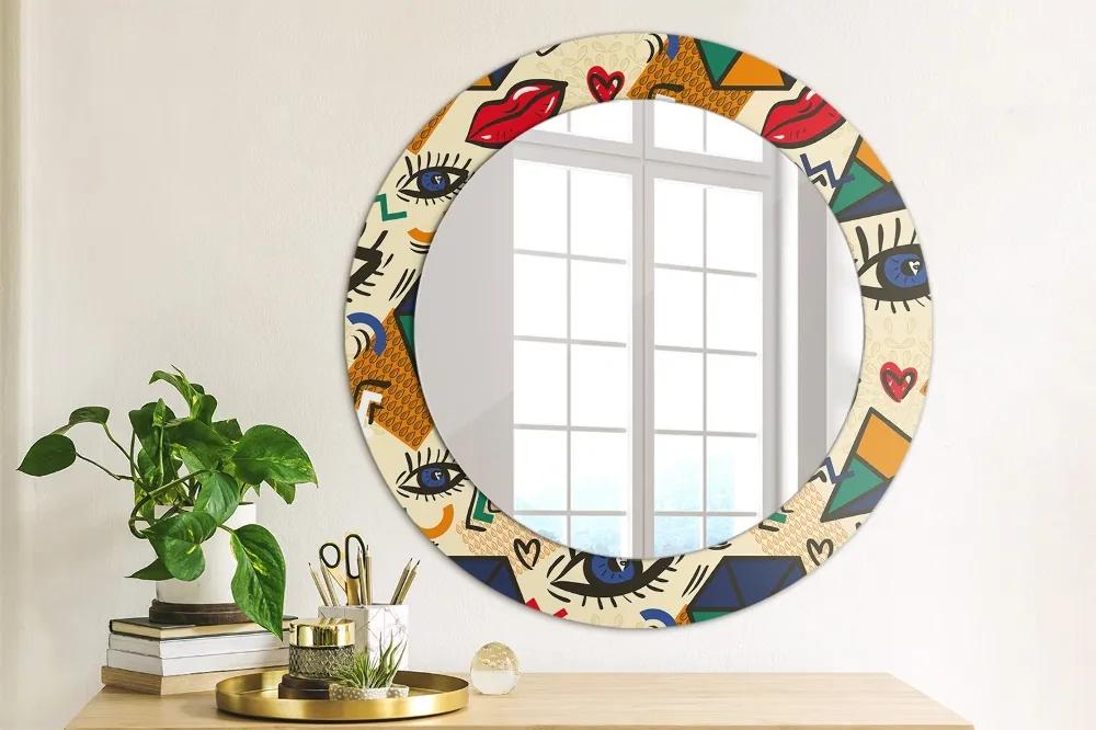 Kulaté dekorativní zrcadlo Popový umělecký styl fi 60 cm