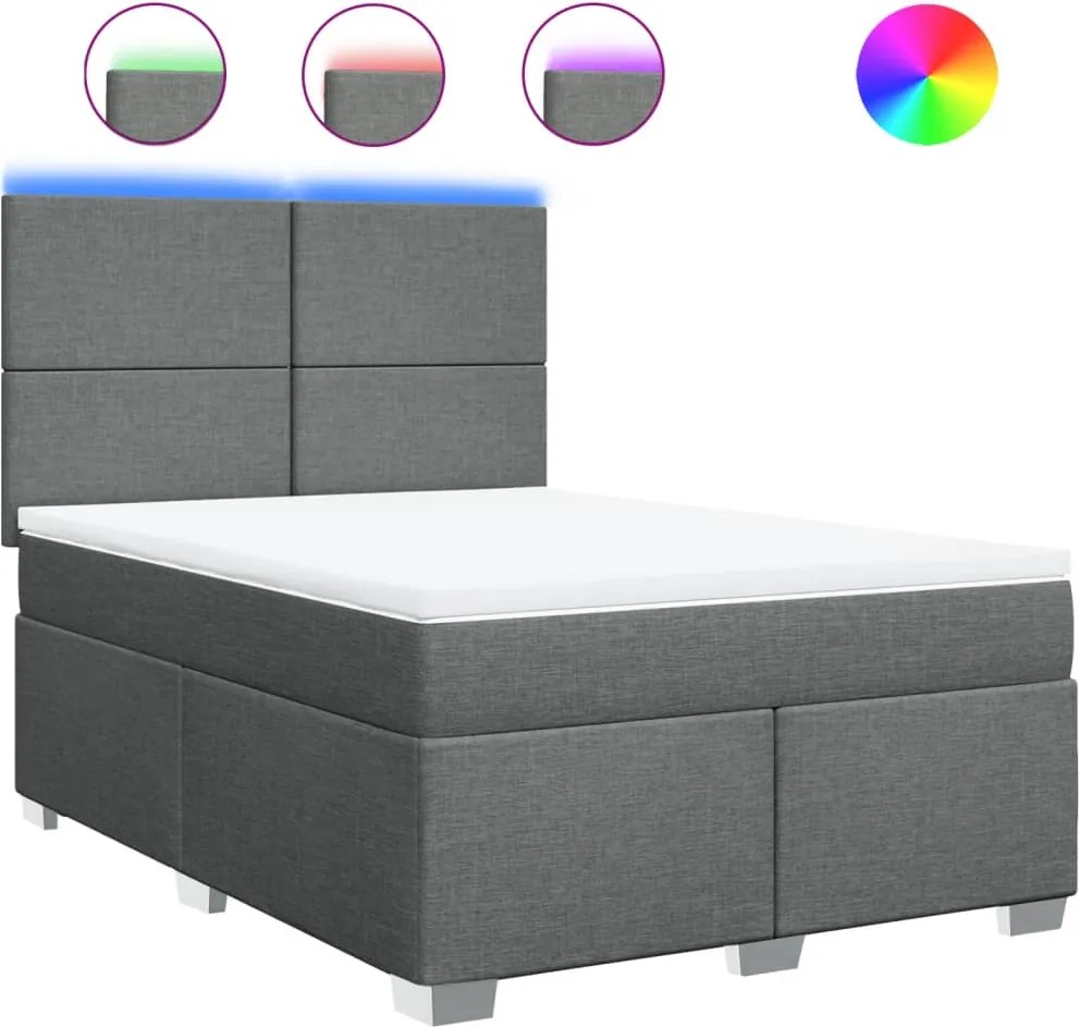 Box spring postel s matrací tmavě šedá 140x200 cm textil 3292805