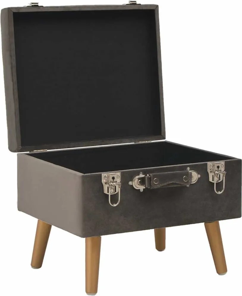 Stolička s úložným prostorem 40 cm šedá samet 329253
