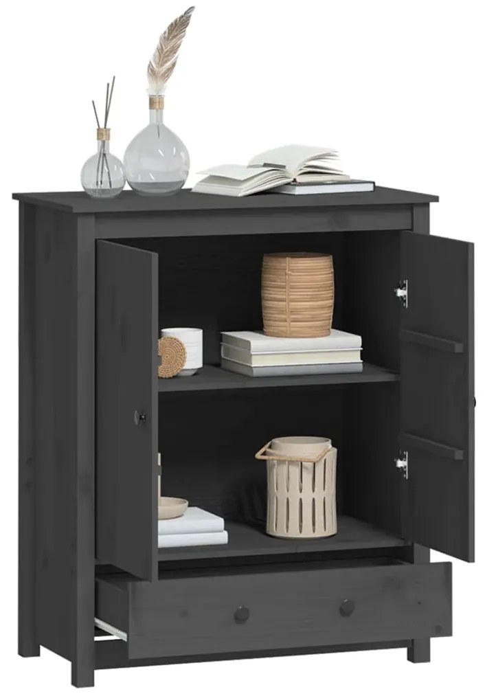 Skříň highboard šedá 83 x 41,5 x 100 cm masivní borové dřevo,  823516