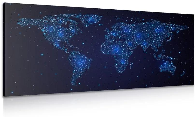 Obraz mapa světa s noční oblohou