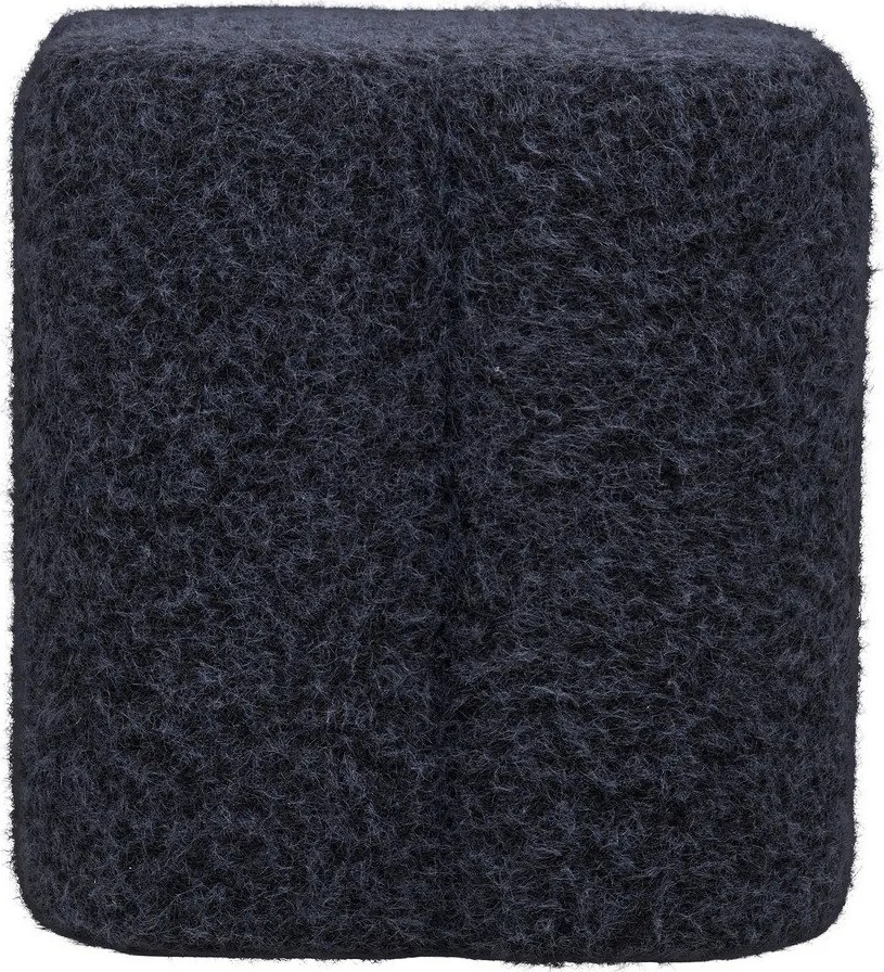 Tmavě modrý taburet z textilie bouclé Durban – House Nordic