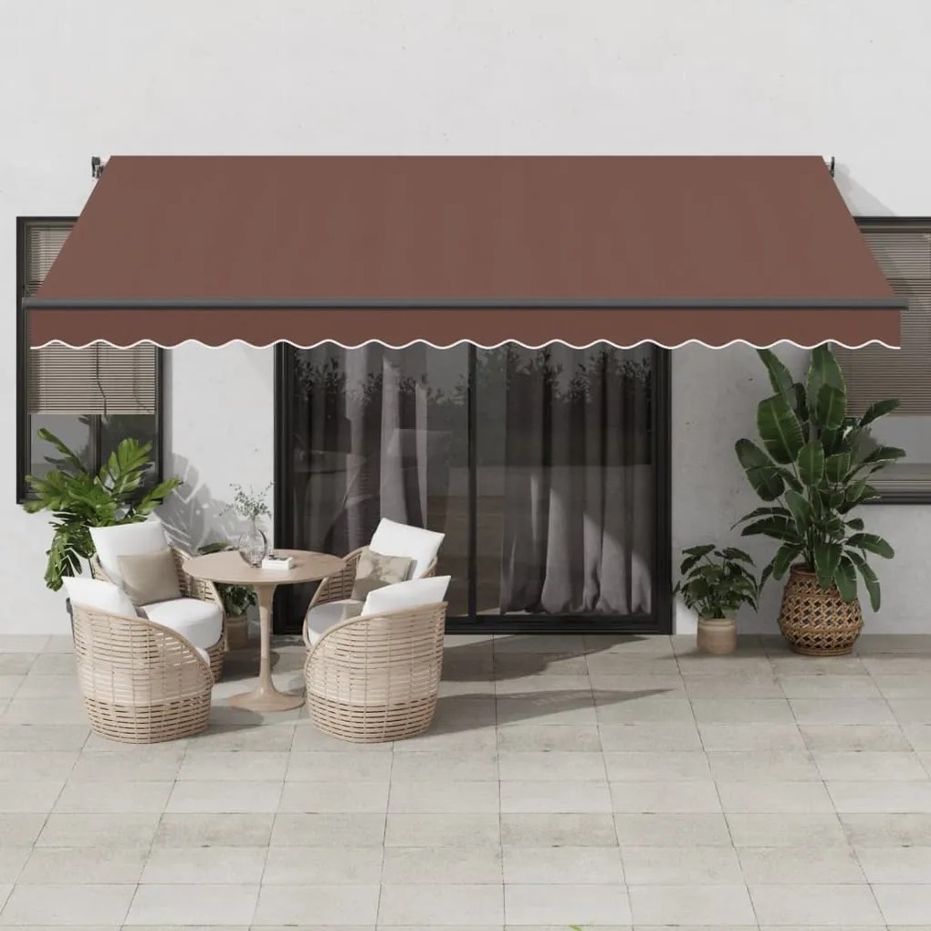 Ručně zatahovací markýza hnědá 450 x 350 cm 3215407