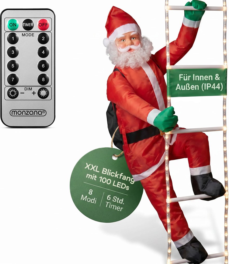 Santa Claus na žebřík s 100 LEDs