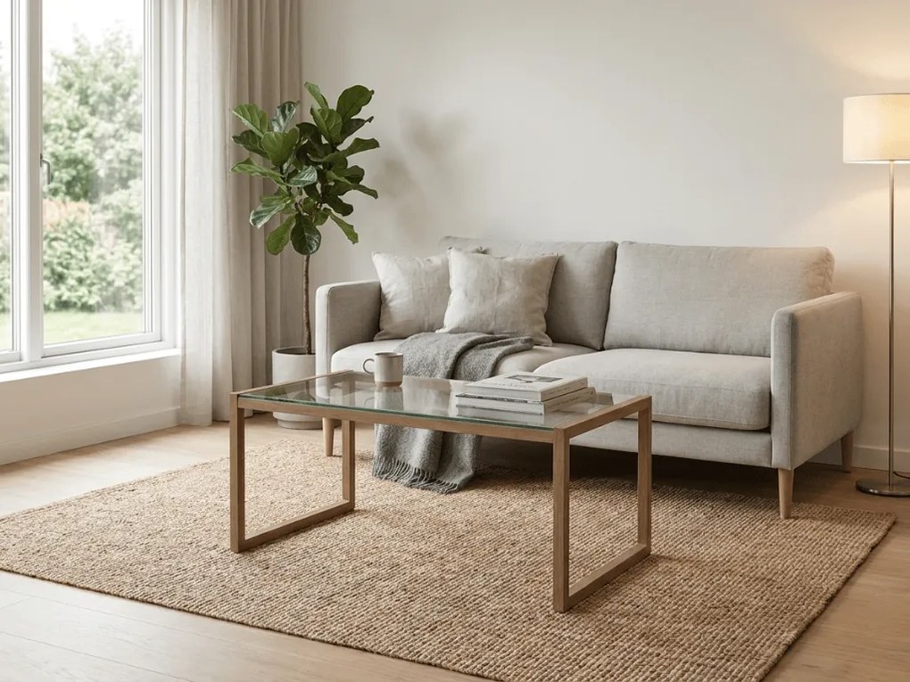 Konferenční stolek NATURELE se skleněnou deskou 90x50 cm, tmavě hnědý