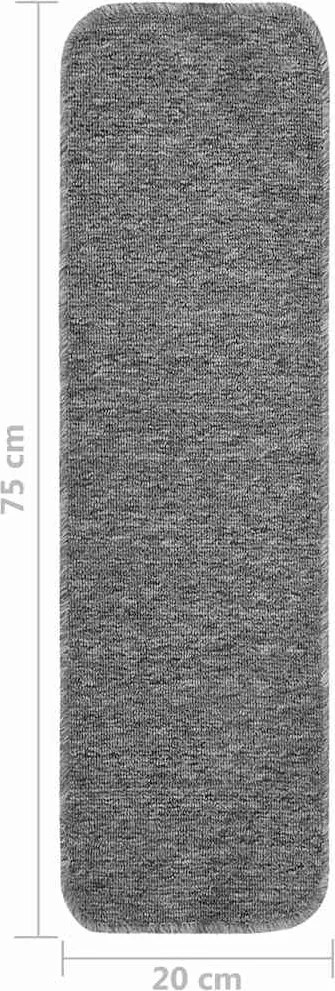 Protiskluzové nášlapy na schody 15 ks 75x20 cm šedé obdélníkové 340397