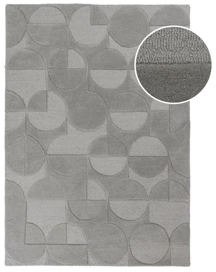 Šedý vlněný koberec Flair Rugs Gigi, 120 x 170 cm