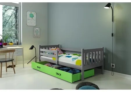 Dětská postel CARINO 190x80 cm Šedá Zelená