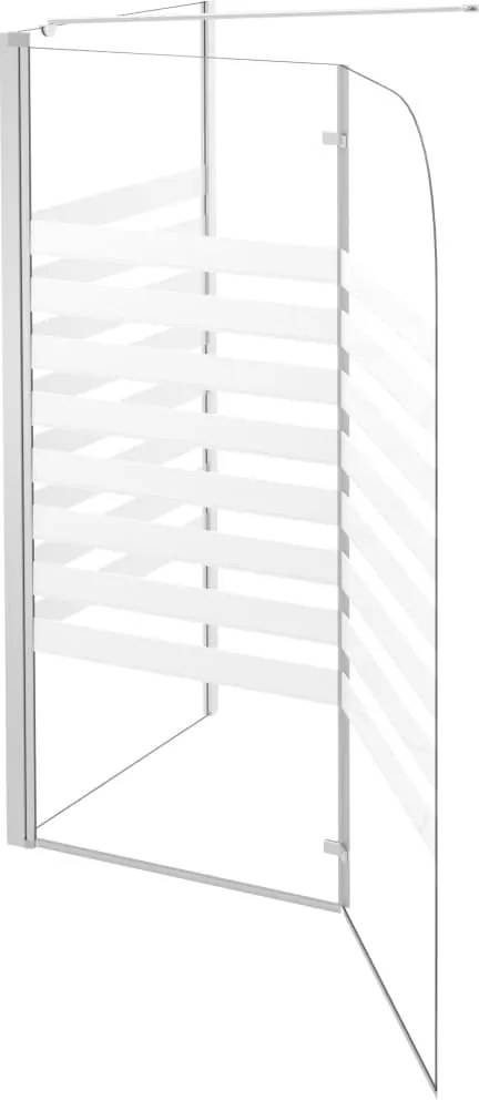 vidaXL Vanová zástěna s pruhy 120 x 68 x 130 cm tvrzené sklo [146226] Barva: Bílá