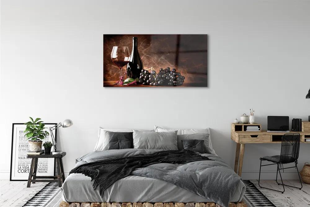 akrylový obraz sklenice vína 125x50 cm