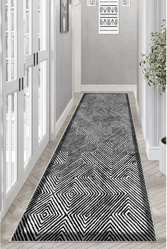 Černobílý pratelný běhoun 80x300 cm Rimio – Vitaus