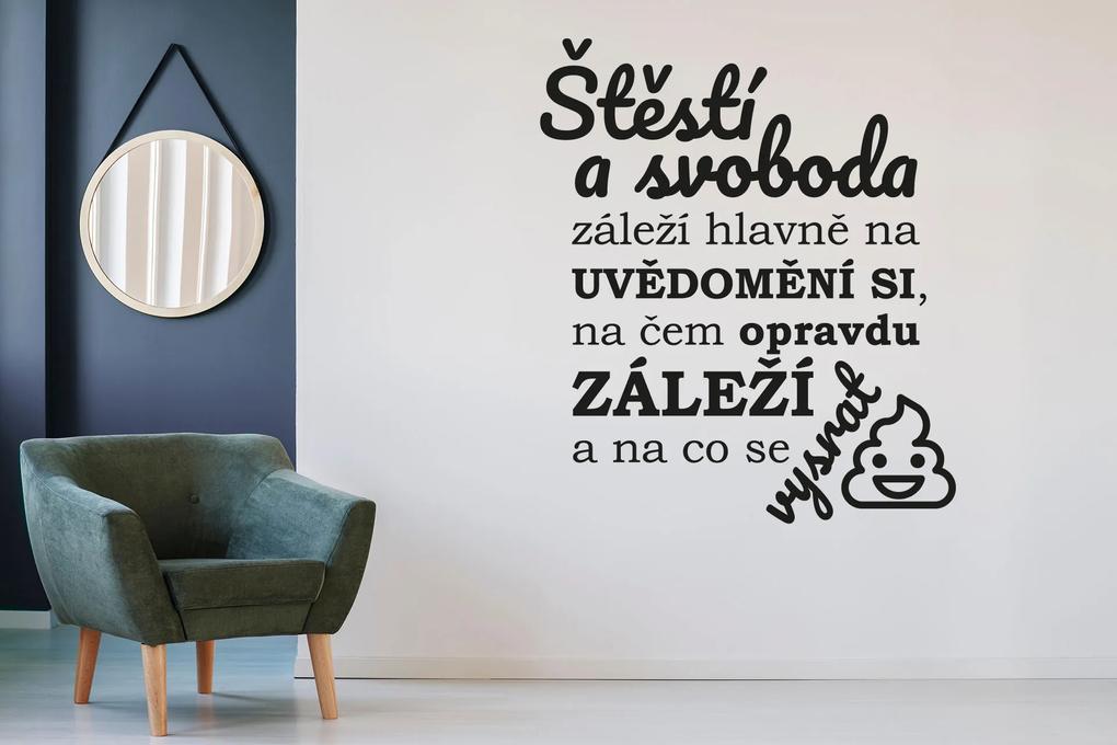 Lepy.cz Samolepka na zeď Štěstí a svoboda + ilustrace Velikost (šířka x výška): 75x87cm, Barevná varianta: Ledová modrá