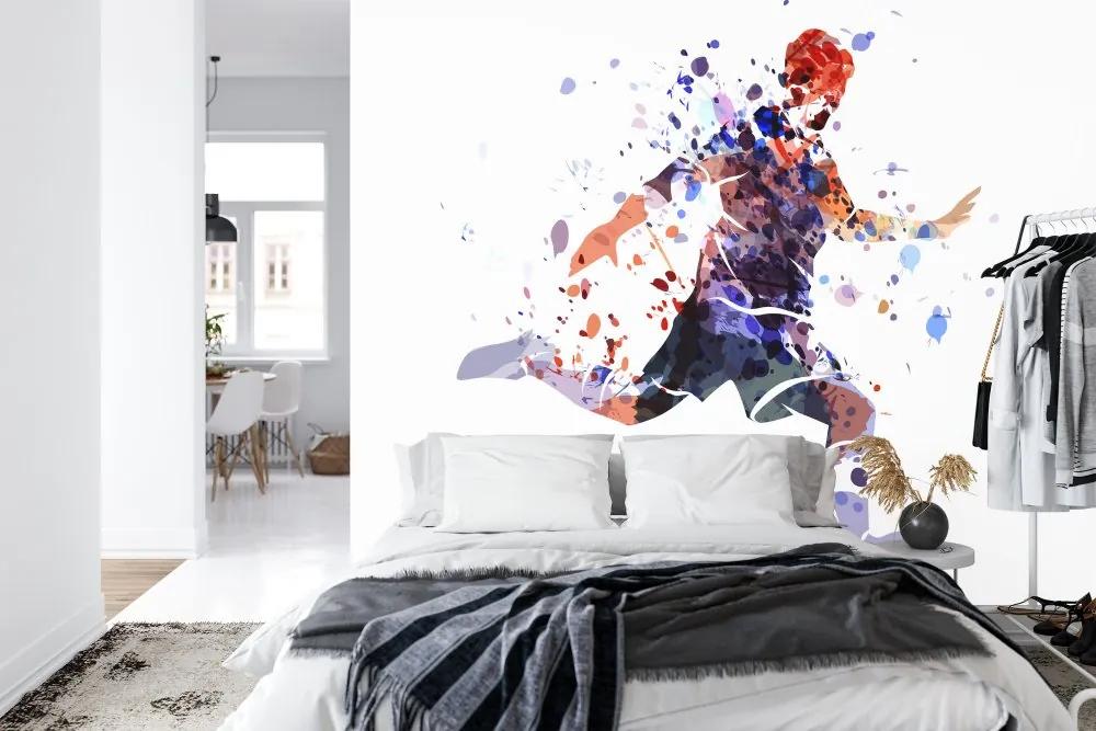 Fototapeta Akvarel Silueta Fotbalového Hráče Samolepící tapety 460x300