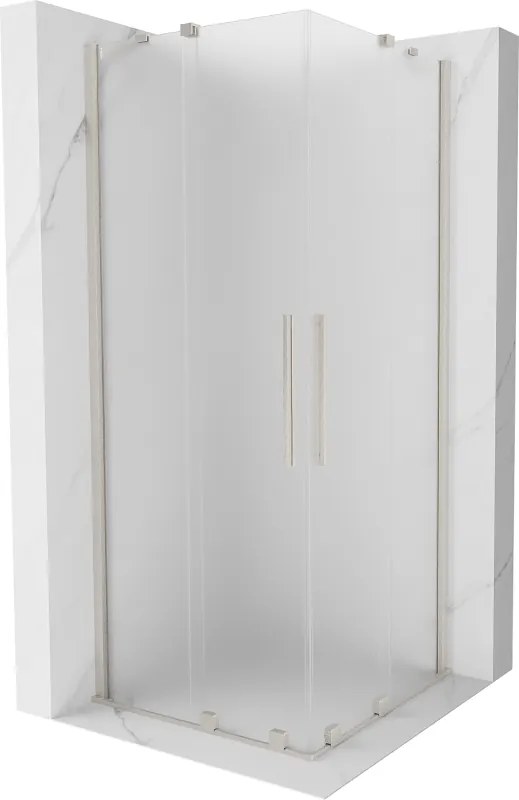 Mexen Velar Duo, sprchový kout s posuvnými dveřmi 90 x 90 cm, 8mm sklo námraza, broušená ocel, 871-090-090-32-97
