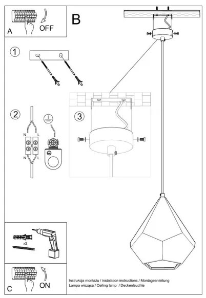 Sollux SL.0844 - Lustr na lanku PAVLUS 1xE27/60W/230V