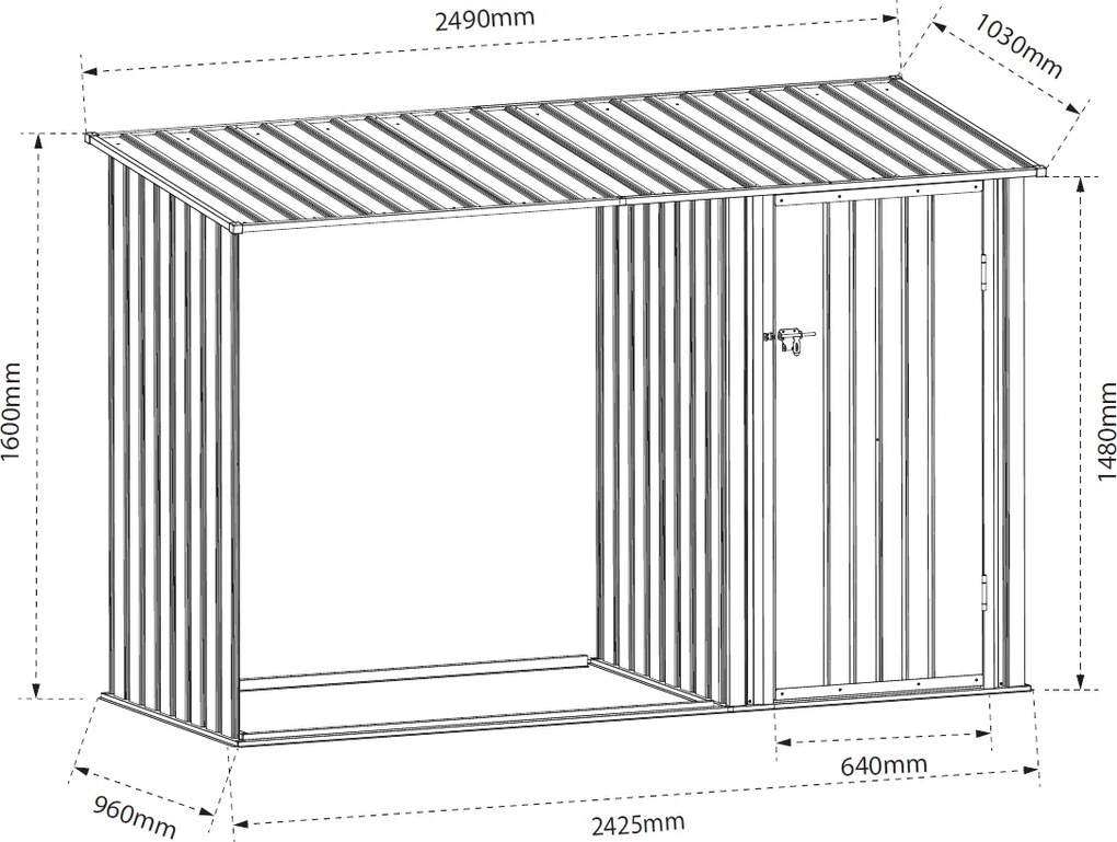 Zahradní domek BestBerg BBSH-002A / 2,6 m² / 249 x 160 x 103 cm / antracit/bílá