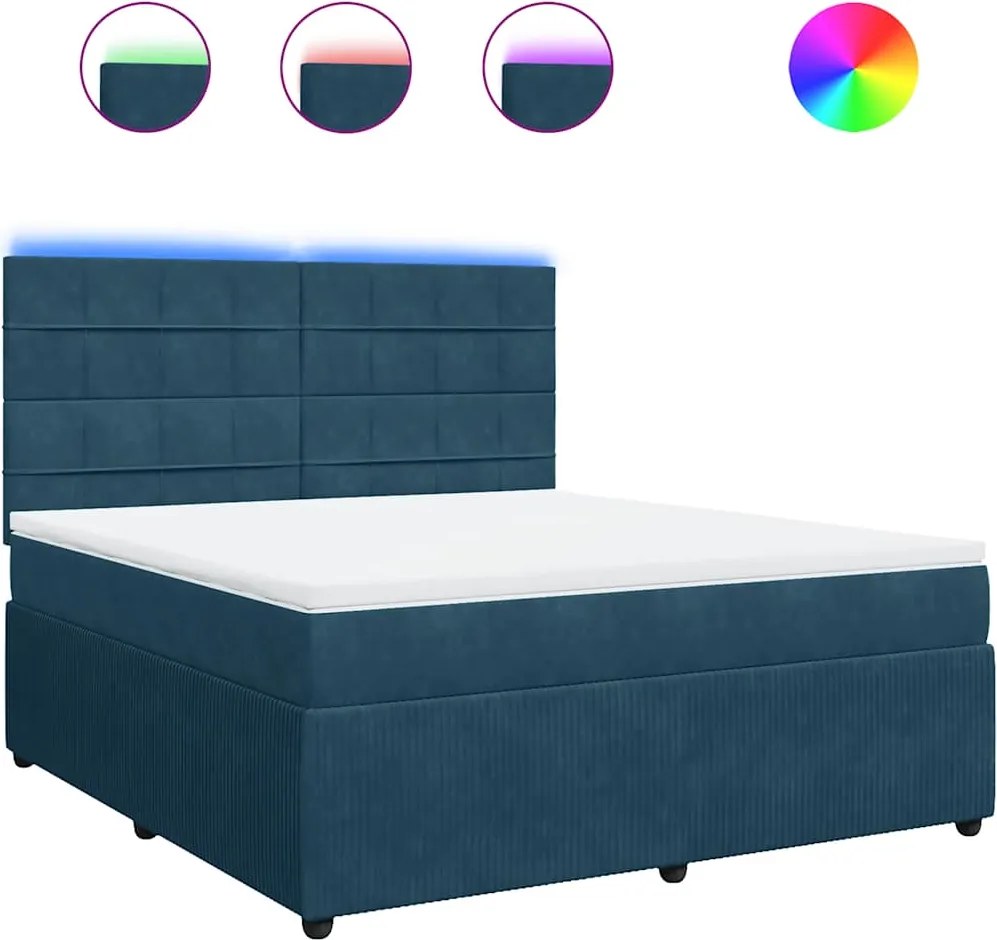 Box spring postel s matrací modrá 180 x 200 cm samet 3294710