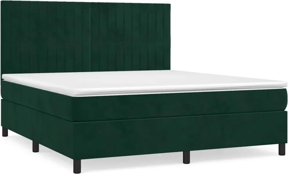 Box spring postel s matrací tmavě zelená 180x200 cm samet 3143160