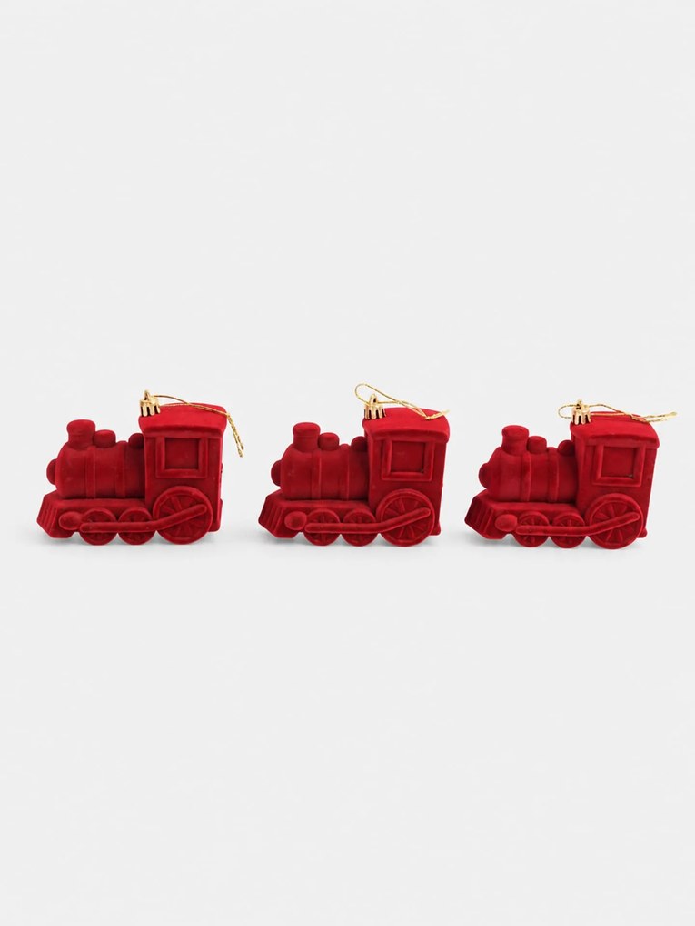 Sinsay - Vánoční baňky ve tvaru lokomotivy 3 pack - červená
