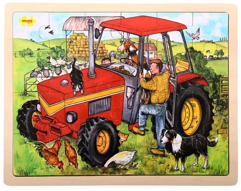 Bigjigs Toys Dřevěné puzzle - Traktor 24 dílků