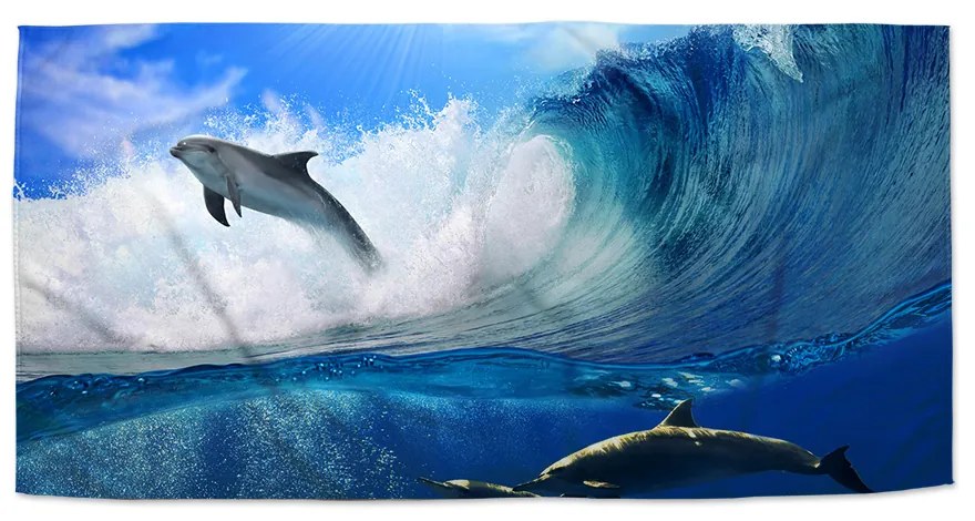 Ručník SABLO - Delfíni ve vlnách 70x140 cm