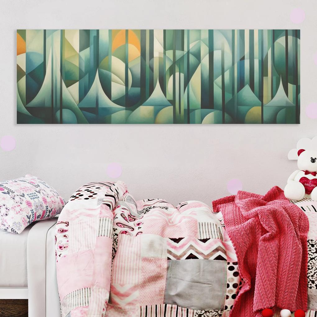 Obraz na plátně - Jehličnatý les v abstraktním stylu FeelHappy.cz Velikost obrazu: 180 x 60 cm