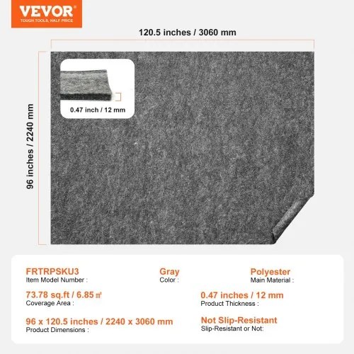 Rug Pad Gripper 2,44 × 3,05 m Ochranná podložka na koberec 11,9 mm
