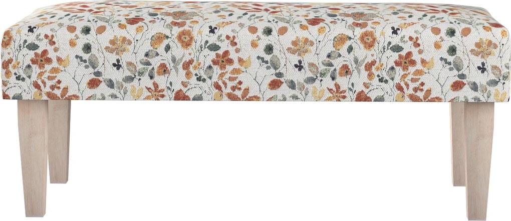 Dlouhá lavička 100x40cm barva oranžová látka pletený vzor, vzorované