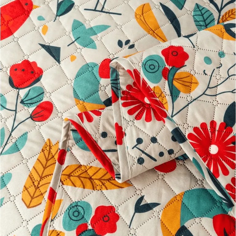 Přehoz na postel RETRO PTÁČEK barevný Rozměr: 220 x 240 cm