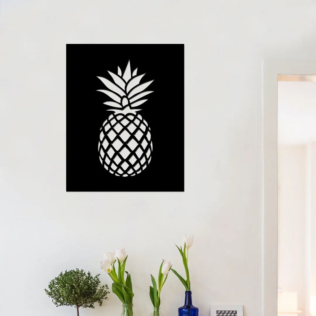 dřevo života Dřevěná dekorace na zeď ANANAS Rozměry (cm): 20x25, Barevný vzor: Černá