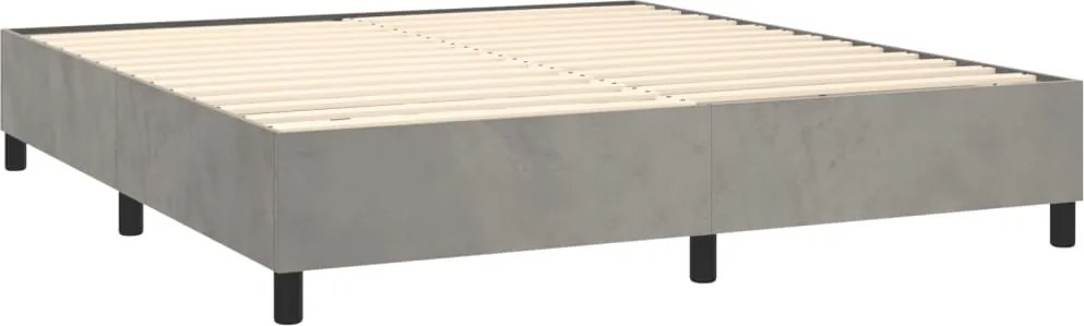 Box spring postel s matrací a LED světle šedá 180x200 cm samet 3139817
