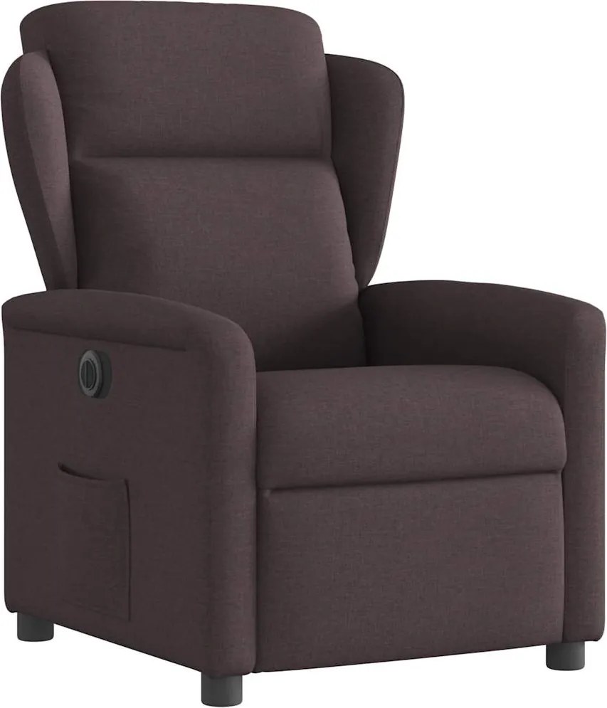 Elektrické polohovací křeslo tmavě hnědé textil 3303119