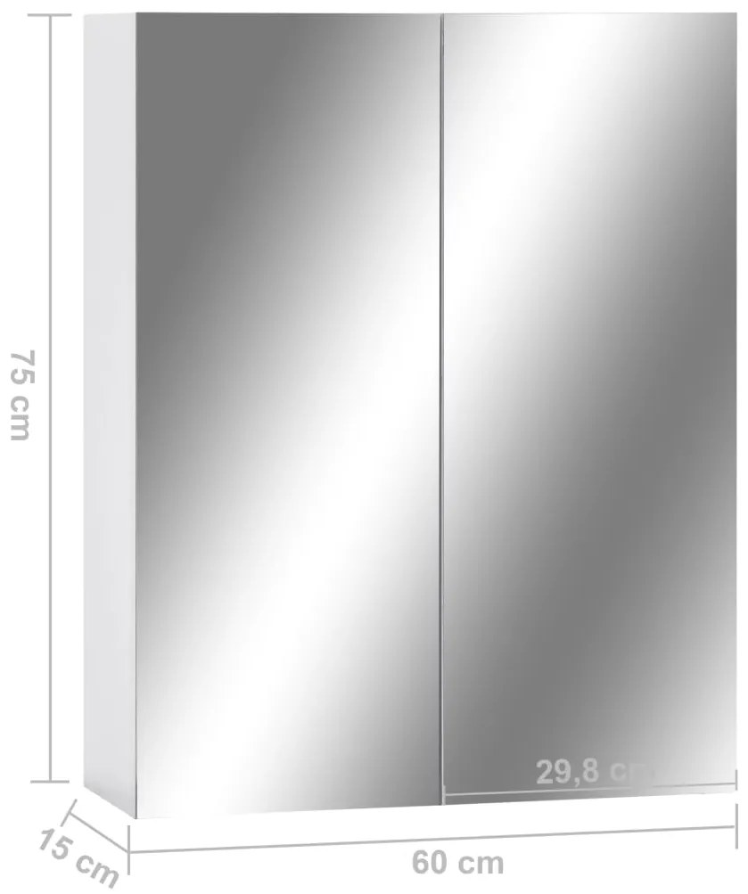 vidaXL 323607 Marketos Bathroom Mirror Cabinet White 60x15x75 cm MDF