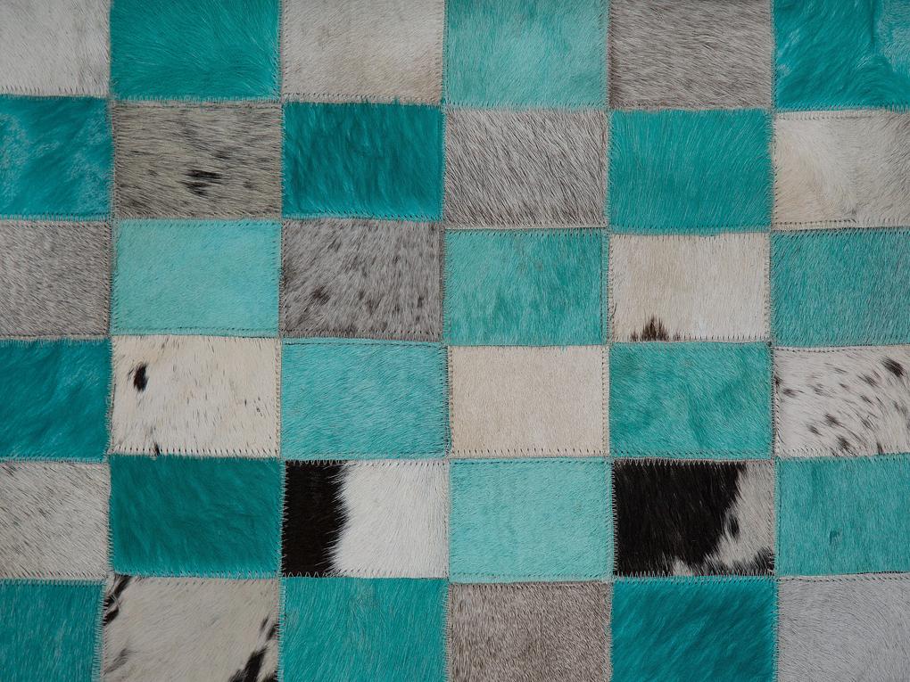 Tyrkysový / šedý kožený koberec 160 x 230 cm NIKFER Beliani