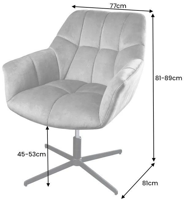 Designové otočné křeslo Vallerina šedý samet