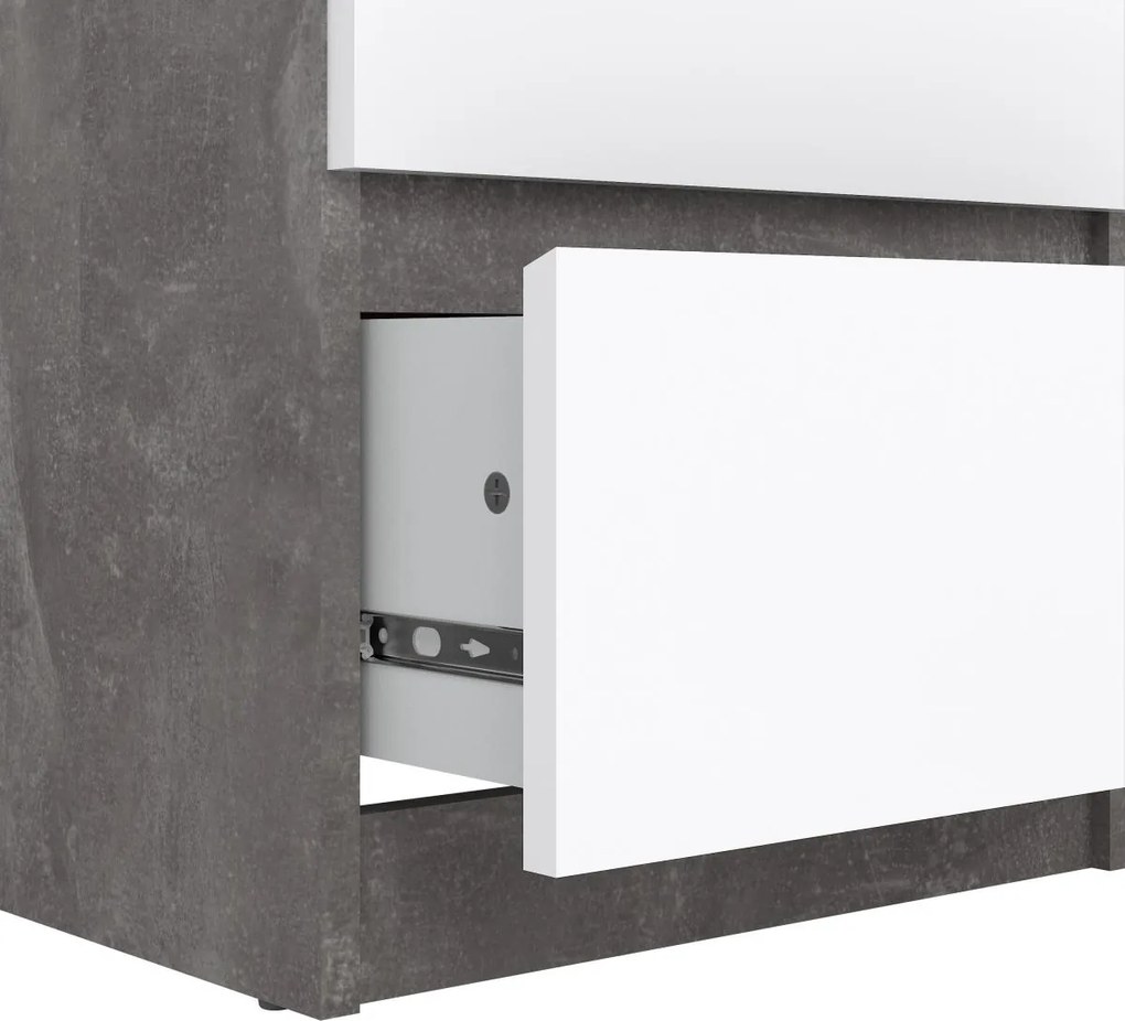 FALCO Komoda Simplicity 233 beton/bílý lesk