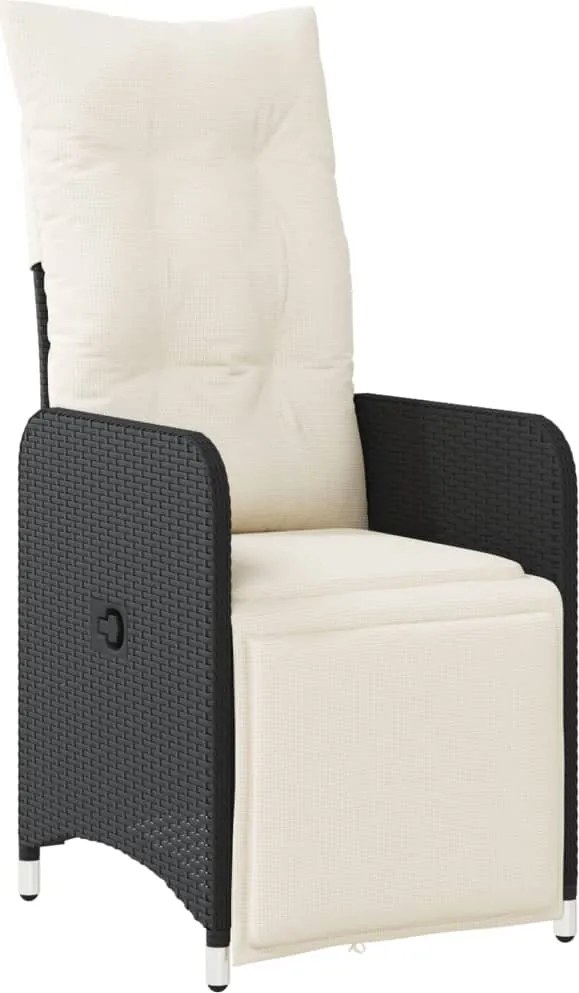 7dílný zahradní bistro set s poduškami černý polyratan 3276980