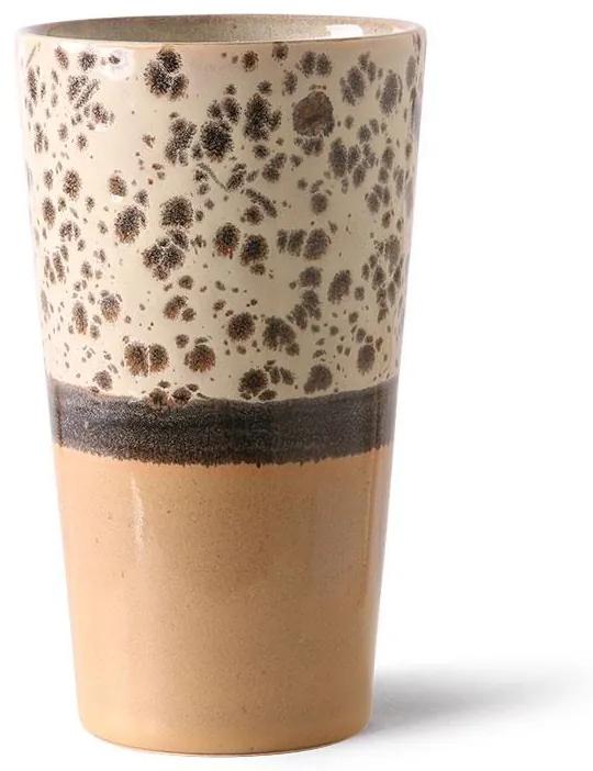 HK living Keramický latte cup 70's Tropical 280 ml, béžová barva, šedá barva, hnědá barva, keramika