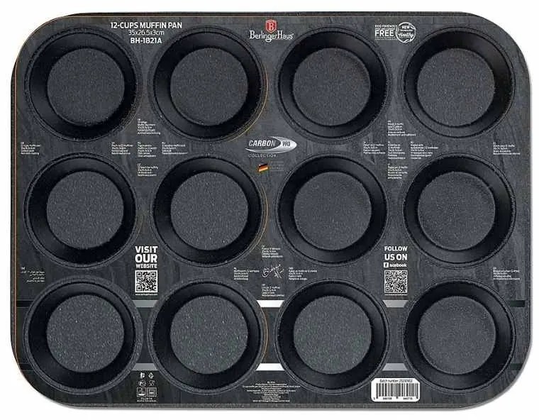 BERLINGERHAUS Forma na muffiny s titanovým povrchem 12 ks Carbon PRO Line BH-1821