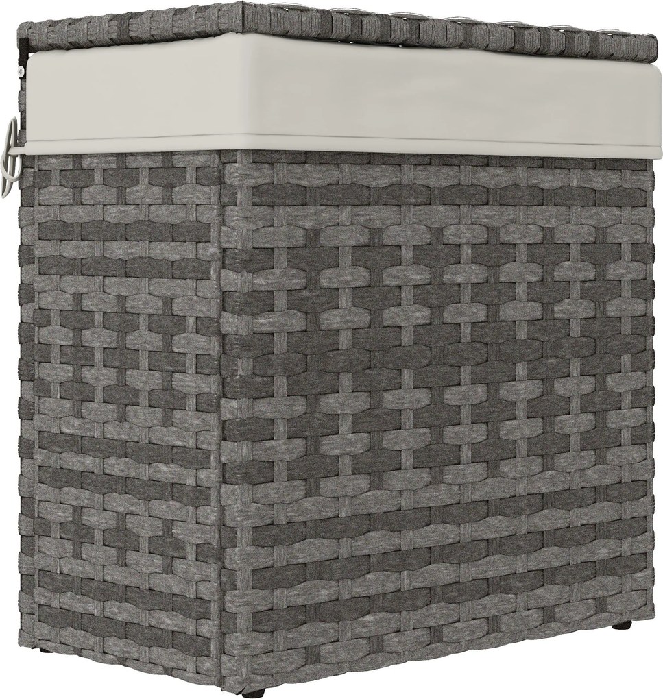 Zahradní box Outsunny z PE ratanu, venkovní úložná lavice s protiskluzovými nohami a voděodolnou podšívkou, 57x34x62cm, šedá a béžová | Aosom