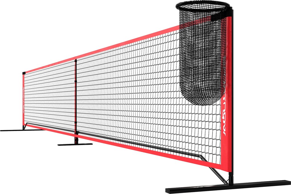 SPORTNOW Přenosná síť na pickleball – Sada 6,7m s nejvyššími standardy, včetně sítě, značkovačů, sběrače míčků a tašky pro venkovní použití