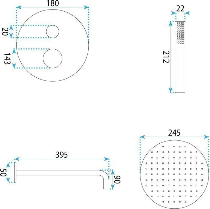 Rea Venti, podomítková sprchová souprava + BOX, zlatá matná, REA-P8710